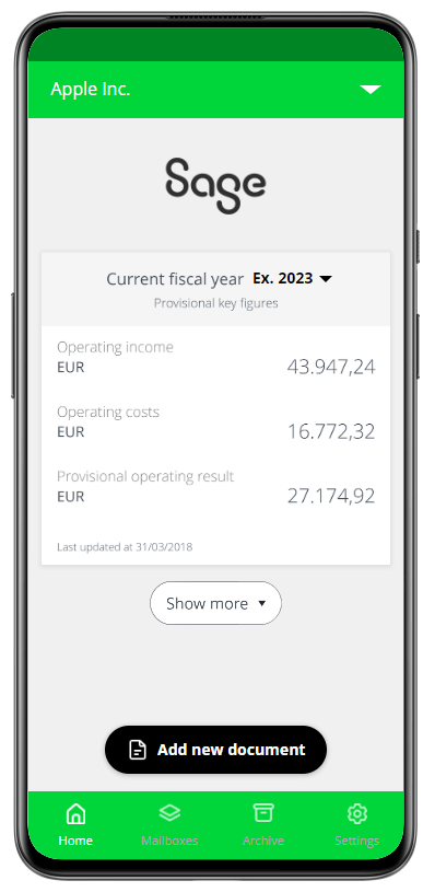 Sage Cloud Demat | samenwerkingsplatform - web/mobiele apps | Fiduciaires KMO