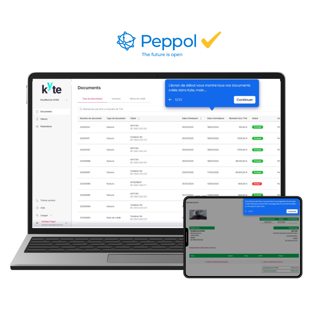 Kyte | facturation en ligne PEPPOL ready - TPE/indépendants